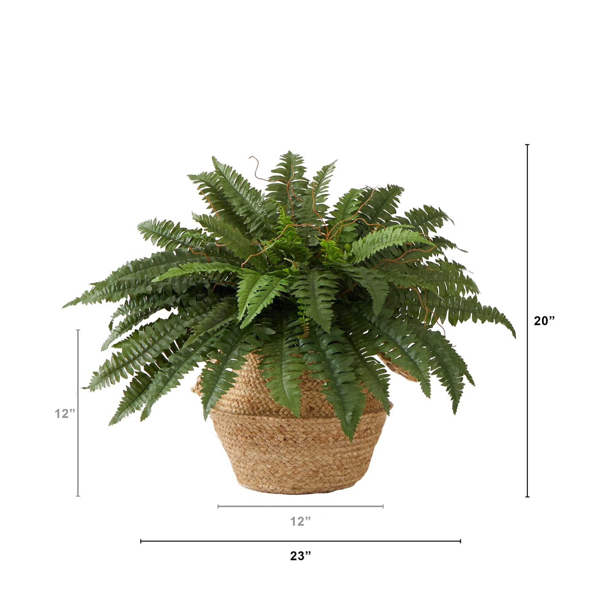 23” Artificial Boston Fern Plant with Handmade Jute & Cotton Basket DIY ...