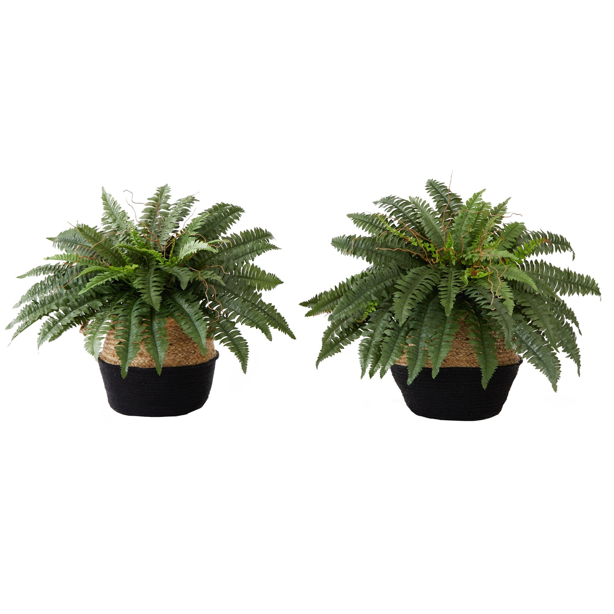 23" Artificial Boston Fern Plant with Handmade Jute & Cotton Basket DIY ...