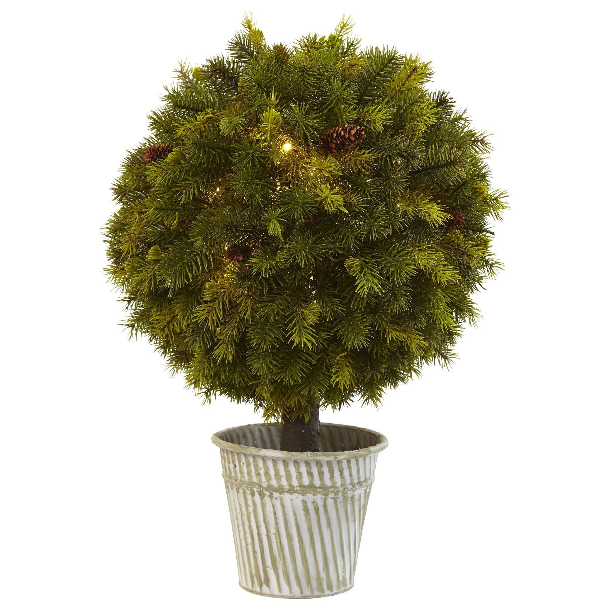23” Pine Ball in Iron Top | Nearly Natural