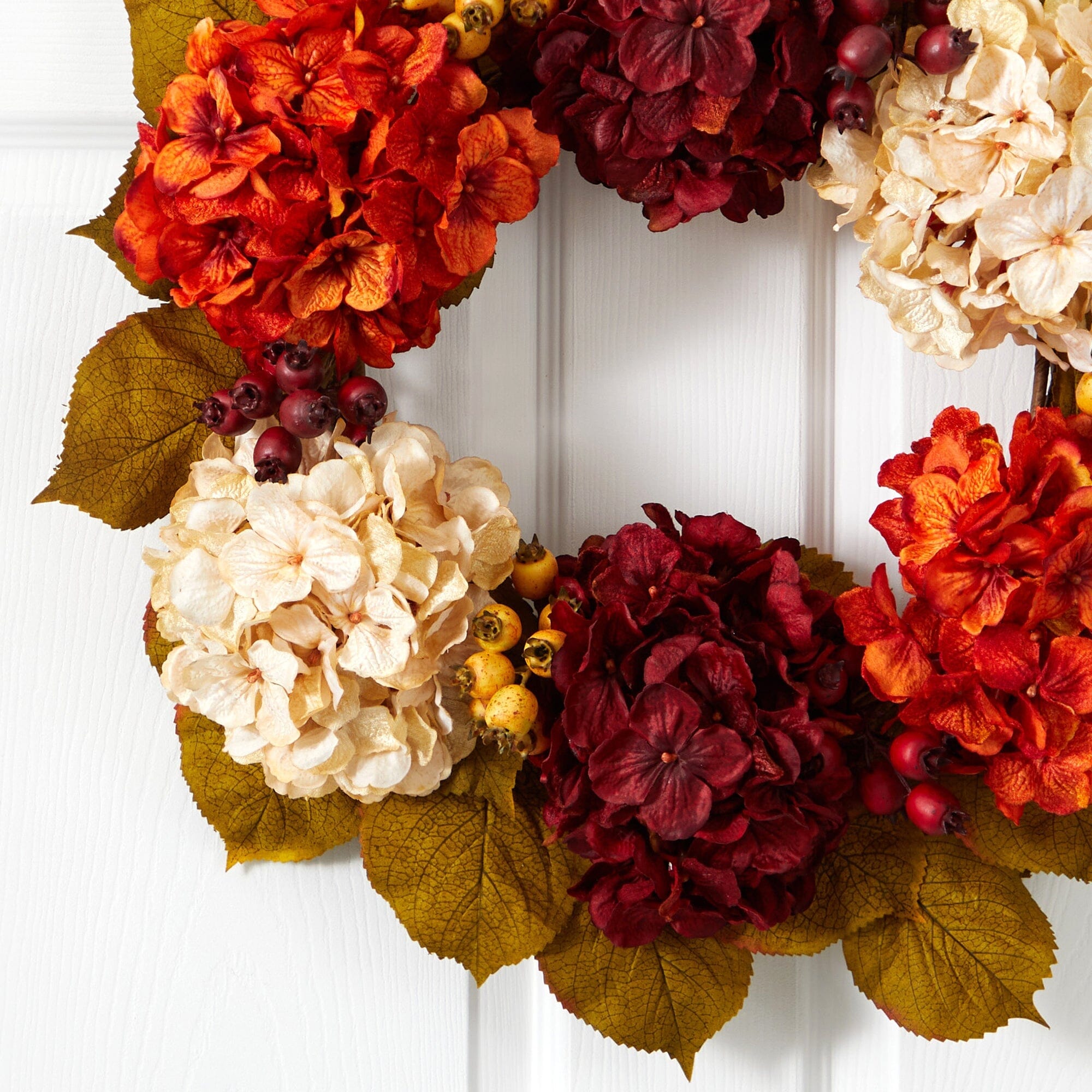 24” Fall Hydrangea Wreath | Nearly Natural