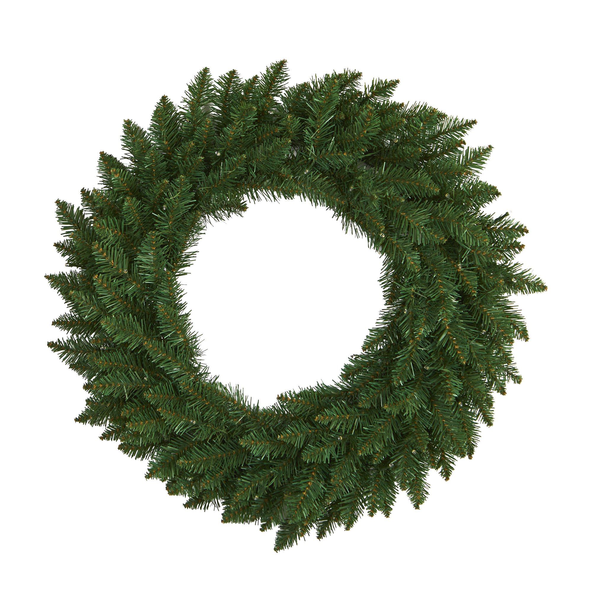 24” Green Pine Artificial Christmas Wreath with 35 Clear LED Lights ...