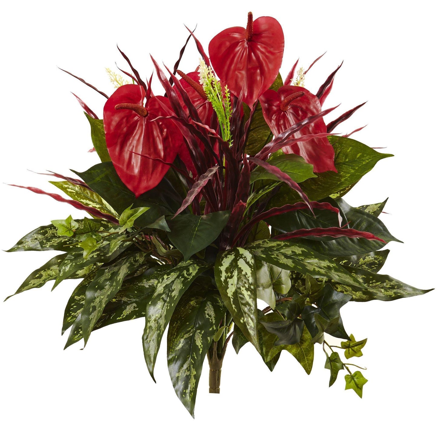 24” Mixed Anthurium Bush (Set of 2) | Nearly Natural