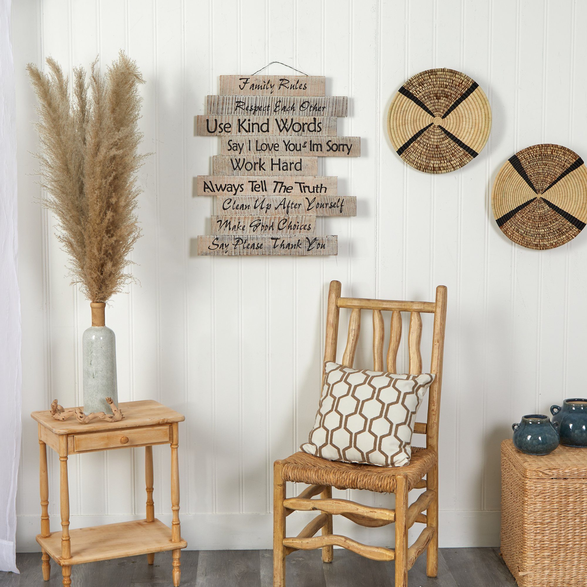 25” Farmhouse Wood Inspirational Wall Art Decor | Nearly Natural