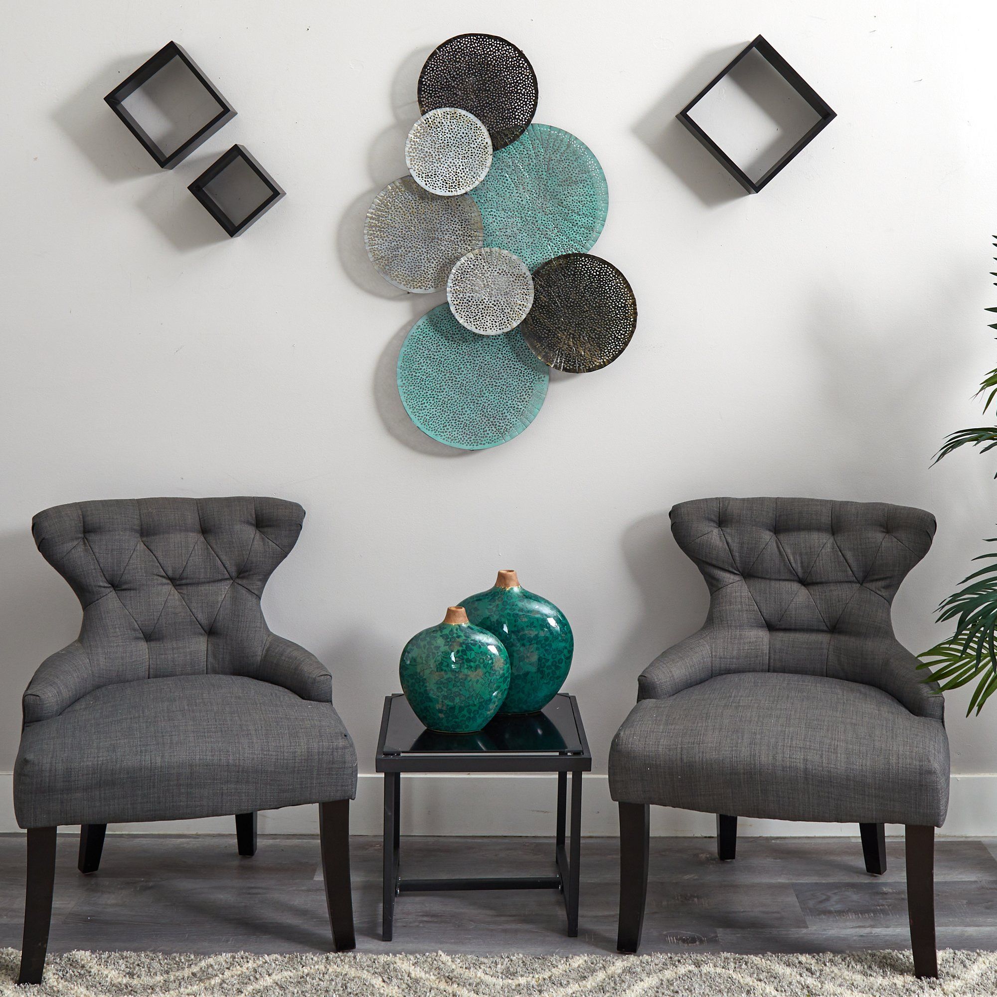 2.5’ x 1’ Layered Metal Wall Art Decor | Nearly Natural