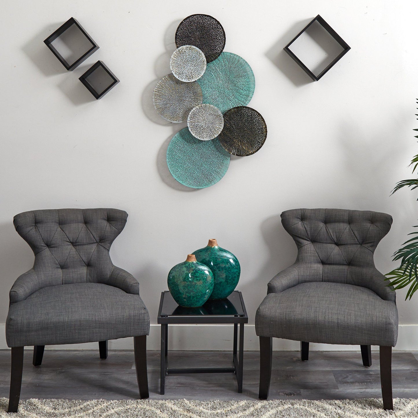 2.5’ x 1’ Layered Metal Wall Art Decor | Nearly Natural