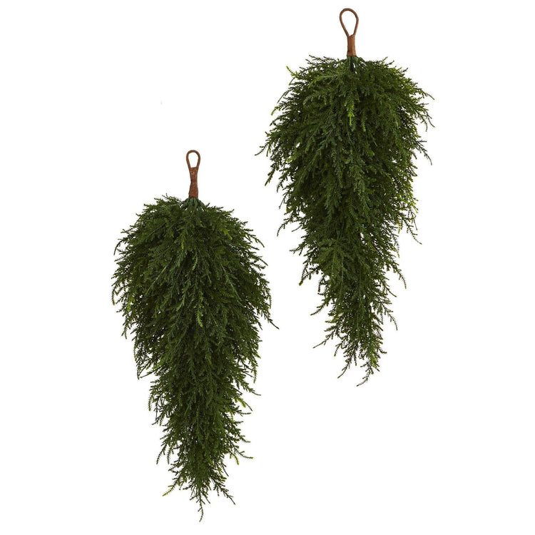 26” Cedar Artificial Teardrop (Set of 2) | Nearly Natural