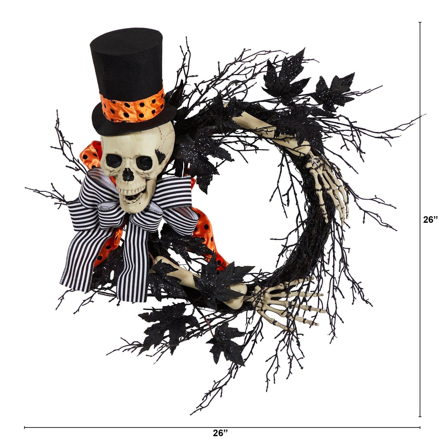 26" Halloween Dapper Skeleton Wreath | Nearly Natural"