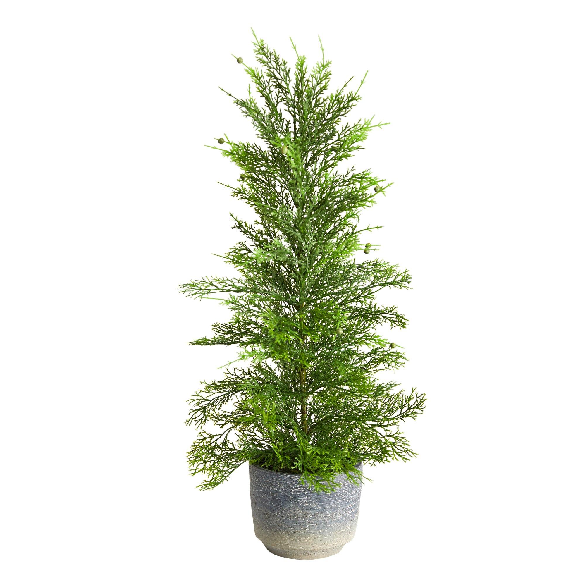 27" Californian Cedar Artificial Tree in Decorative Planter | Nearly ...