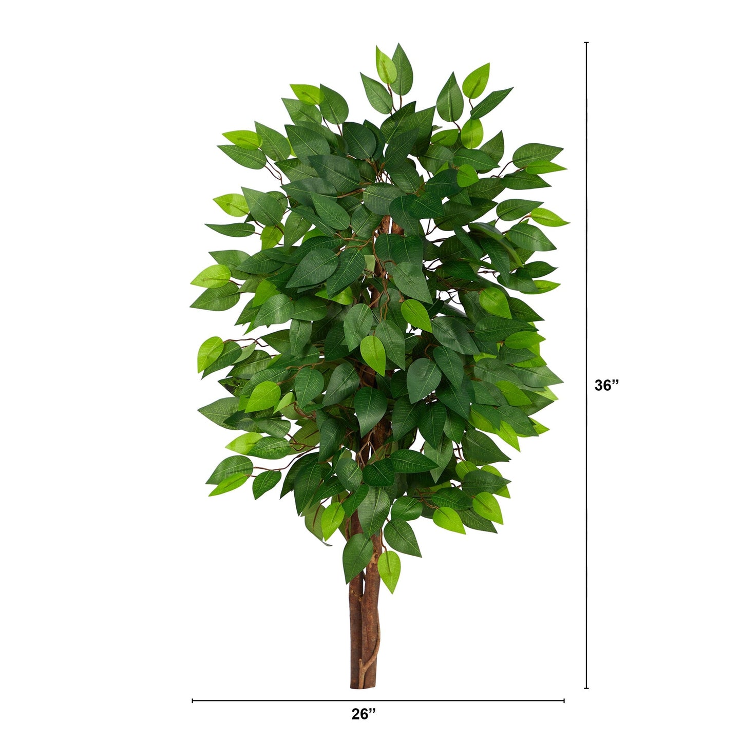 3’ Artificial Double Trunk Ficus Tree without Pot | Nearly Natural