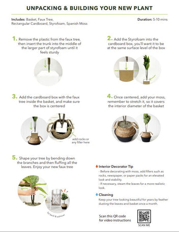 3' Artificial Fiddle Leaf Fig Tree with Handmade Cotton & Jute Woven B ...
