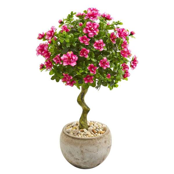 3’ Azalea Artificial Topiary Tree in Bowl Planter | Nearly Natural
