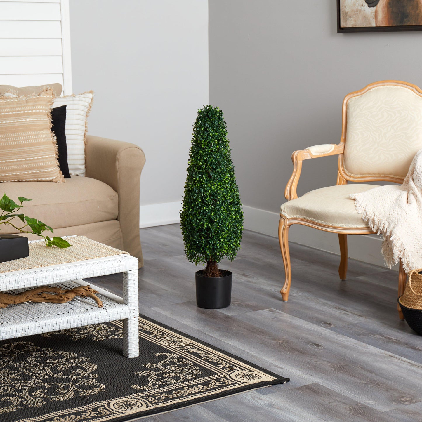 3’ Boxwood Tower Topiary UV Resistant (Indoor/Outdoor) | Nearly Natural