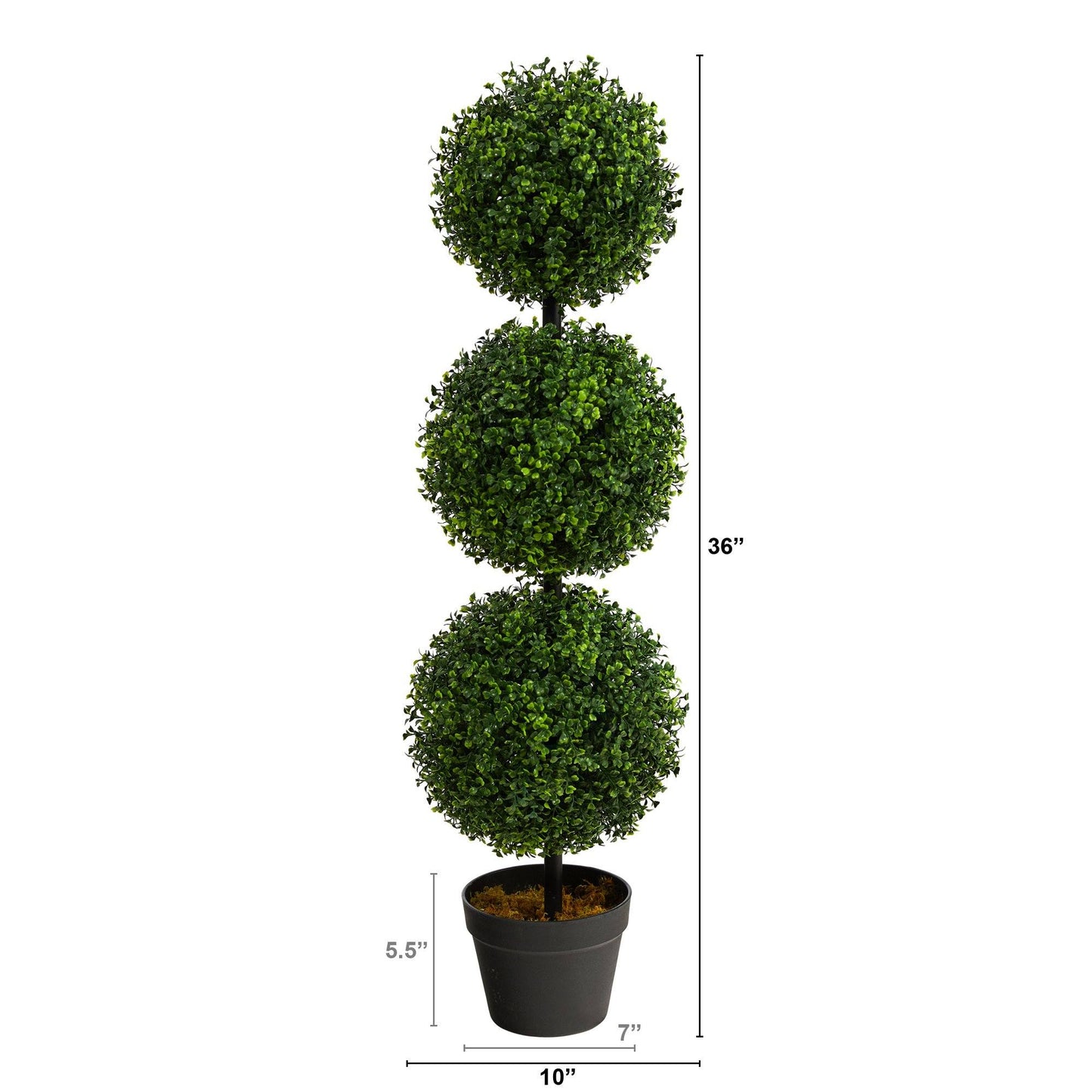 3’ Boxwood Triple Ball Topiary Artificial Tree (Indoor/Outdoor ...