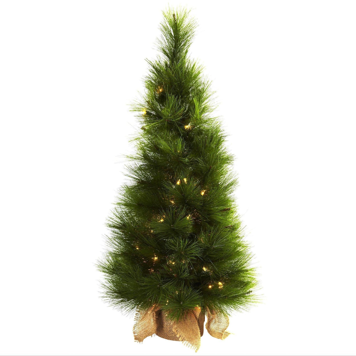 3’ Christmas Tree w/Burlap Bag & Clear Lights | Nearly Natural