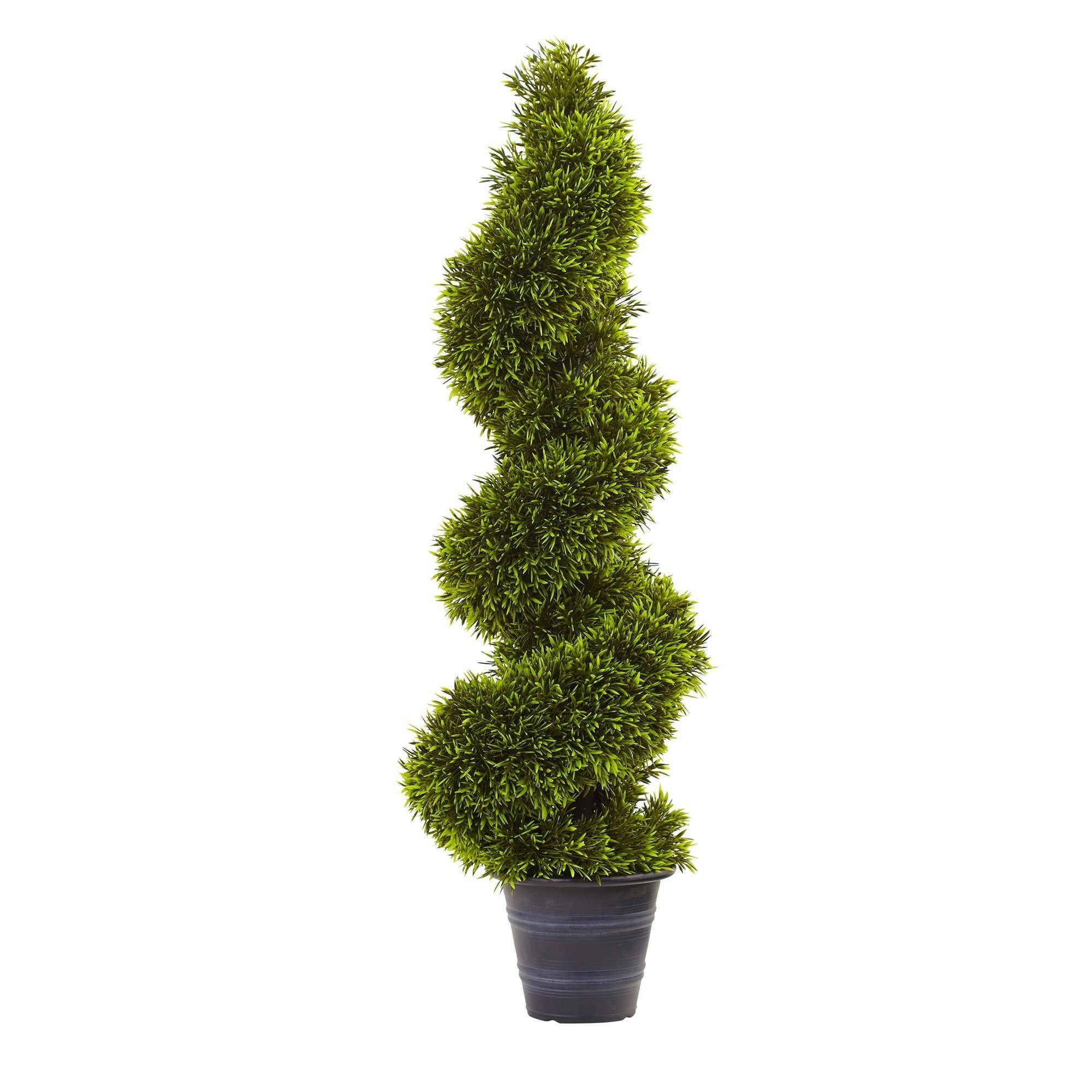 3' Grass Spiral Topiary w/Deco Planter | Nearly Natural
