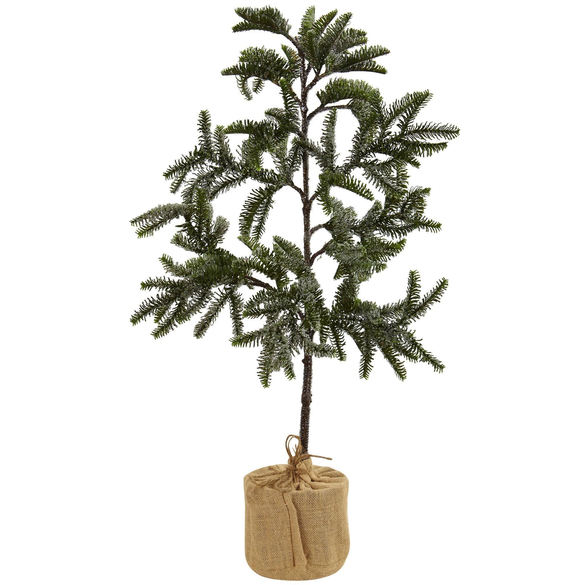 3’ Iced Pine Tree w/Burlap Base | Nearly Natural