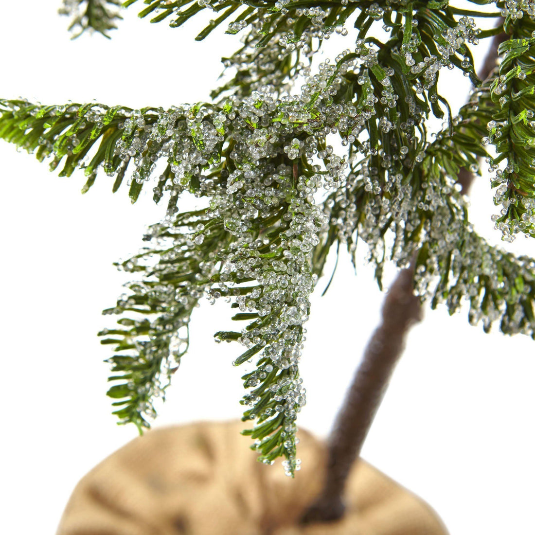 3’ Iced Pine Tree w/Burlap Base | Nearly Natural