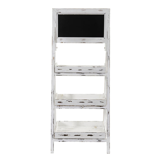 3’ White Washed Farmhouse Stand with Chalkboard | Nearly Natural