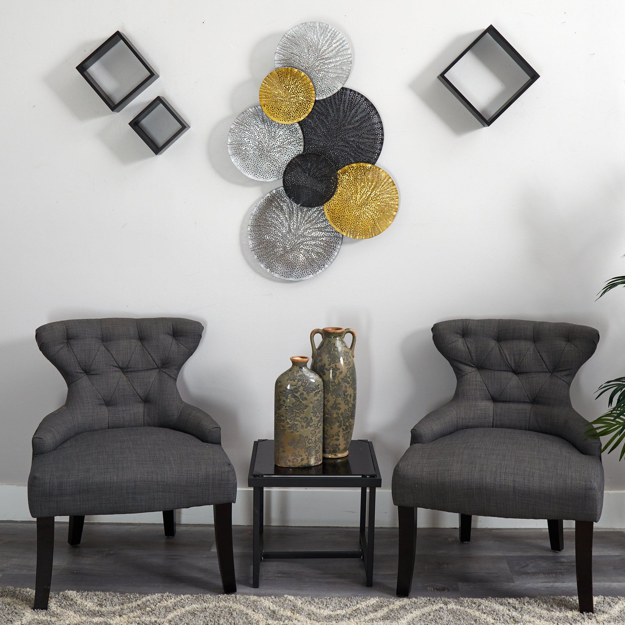 3’ x 2’ Layered Metal Wall Art Decor | Nearly Natural