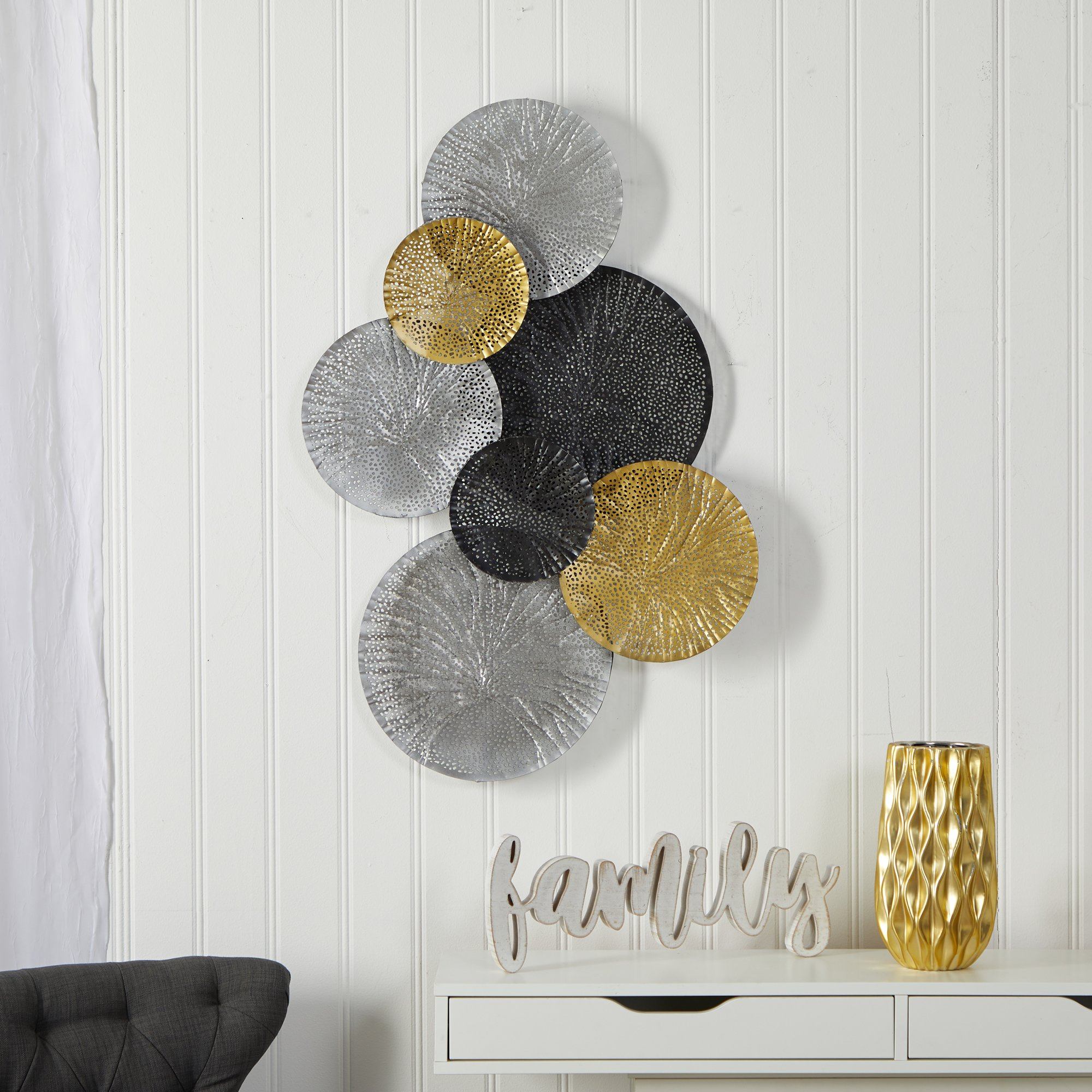 3’ x 2’ Layered Metal Wall Art Decor | Nearly Natural