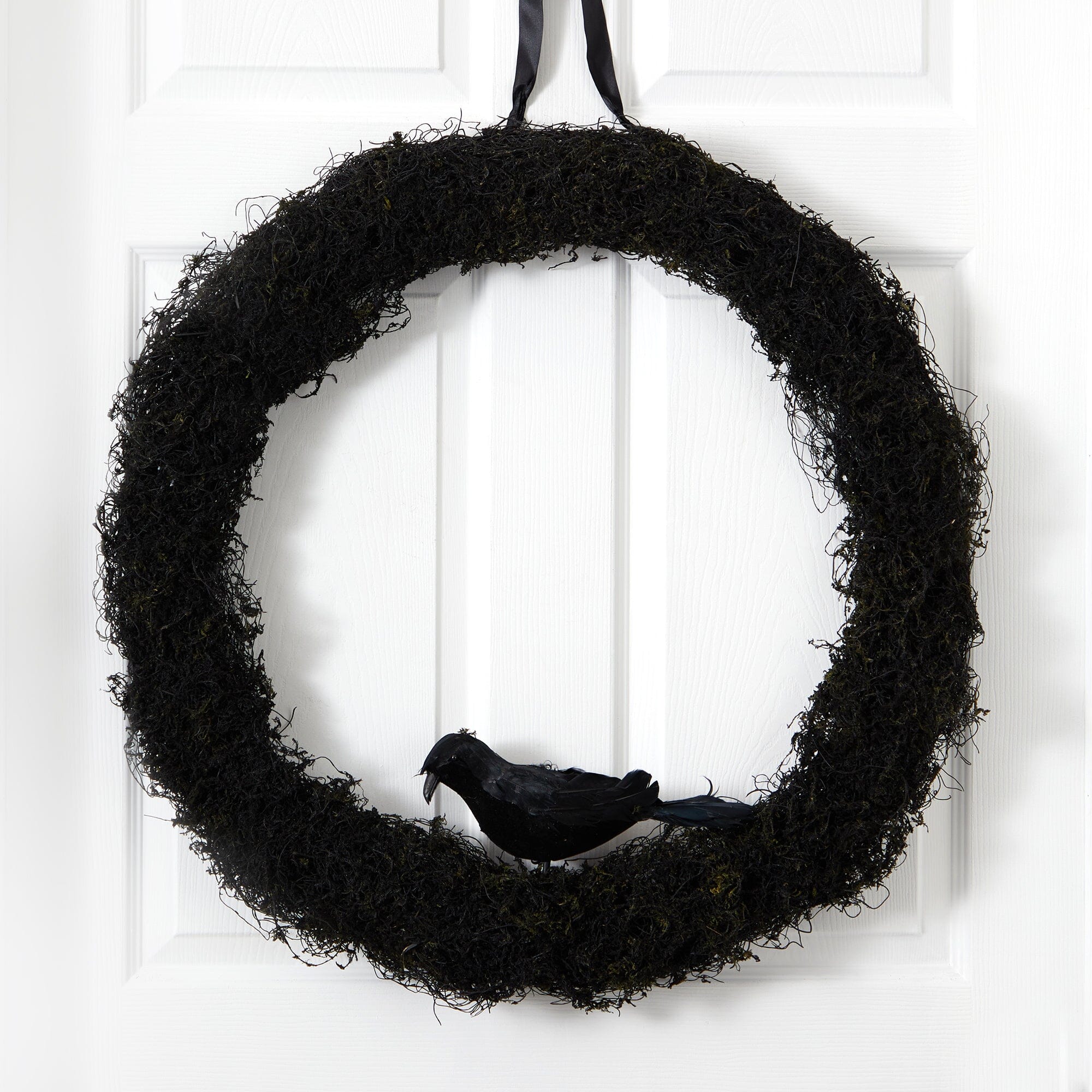 30” Halloween Black Raven Twig Wreath | Nearly Natural