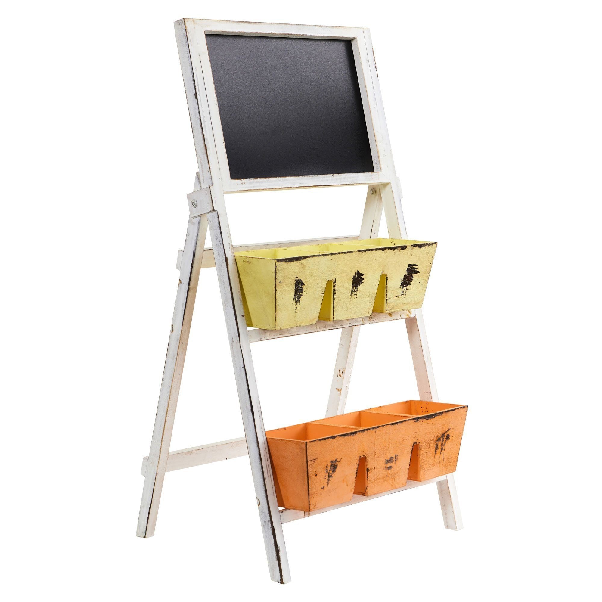 31” Farmhouse Multipurpose Bin and Chalkboard Stand | Nearly Natural