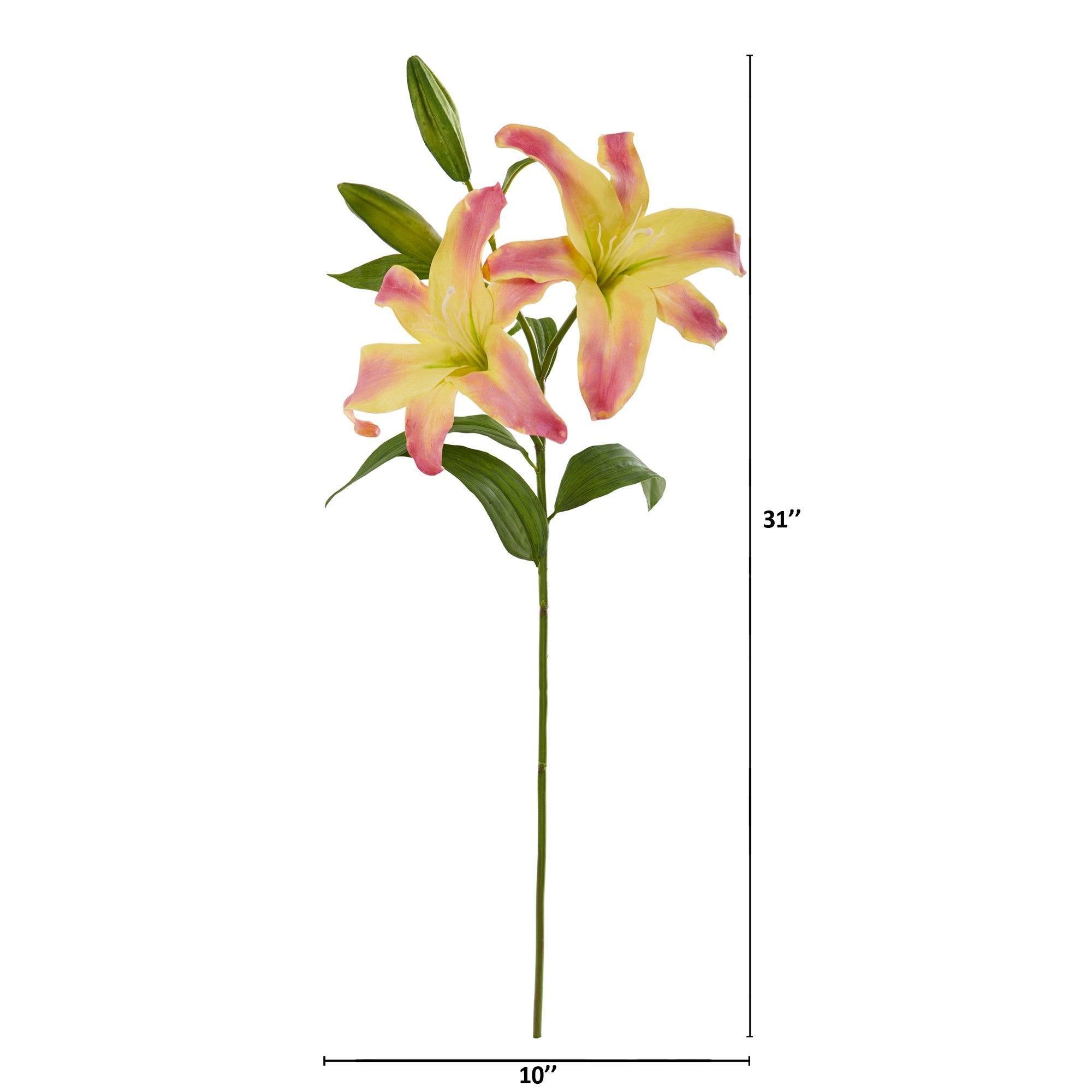 31” Rubrum Lily Artificial Flower (Set of 3) | Nearly Natural