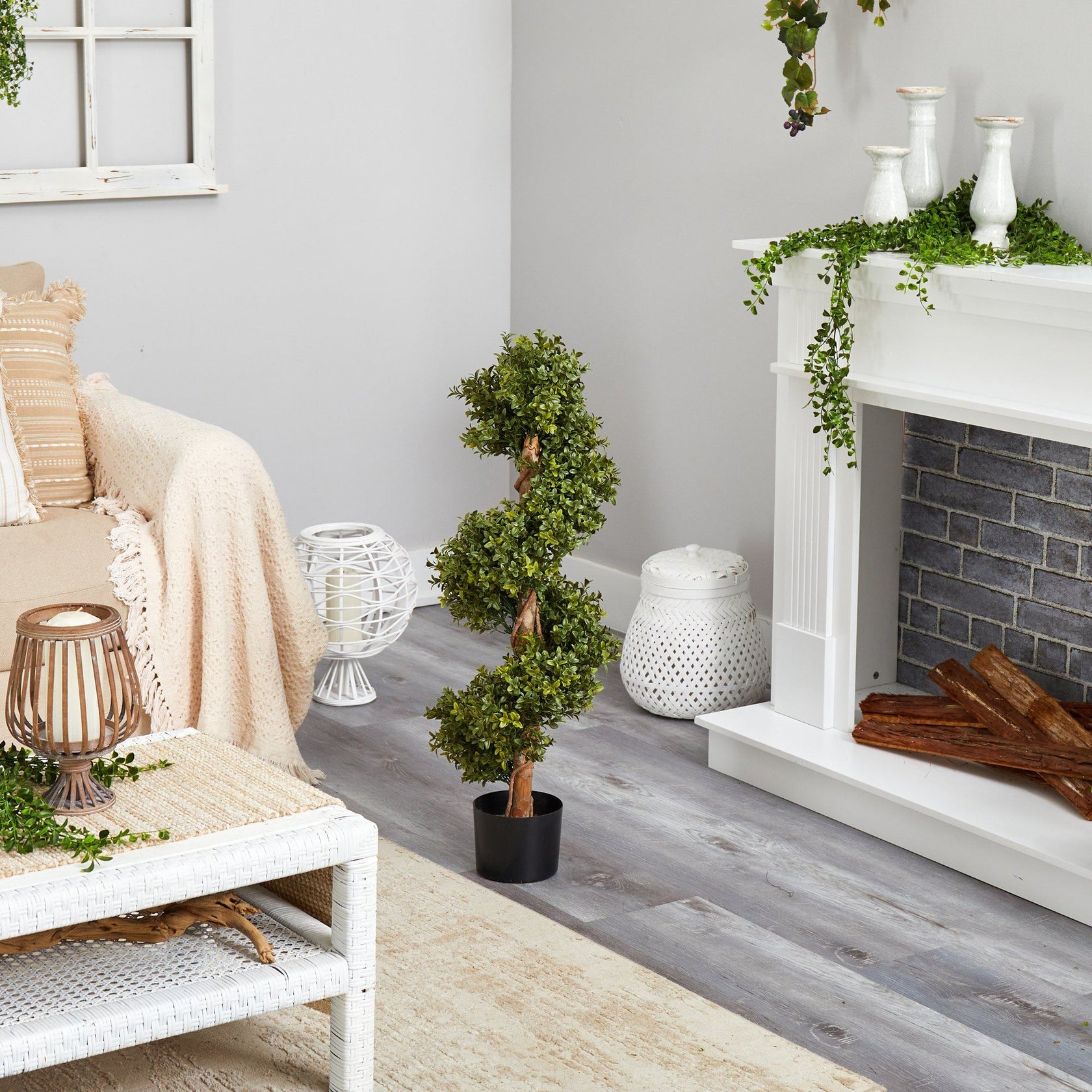 33” Boxwood Topiary Spiral Artificial Tree (Indoor/Outdoor) | Nearly ...