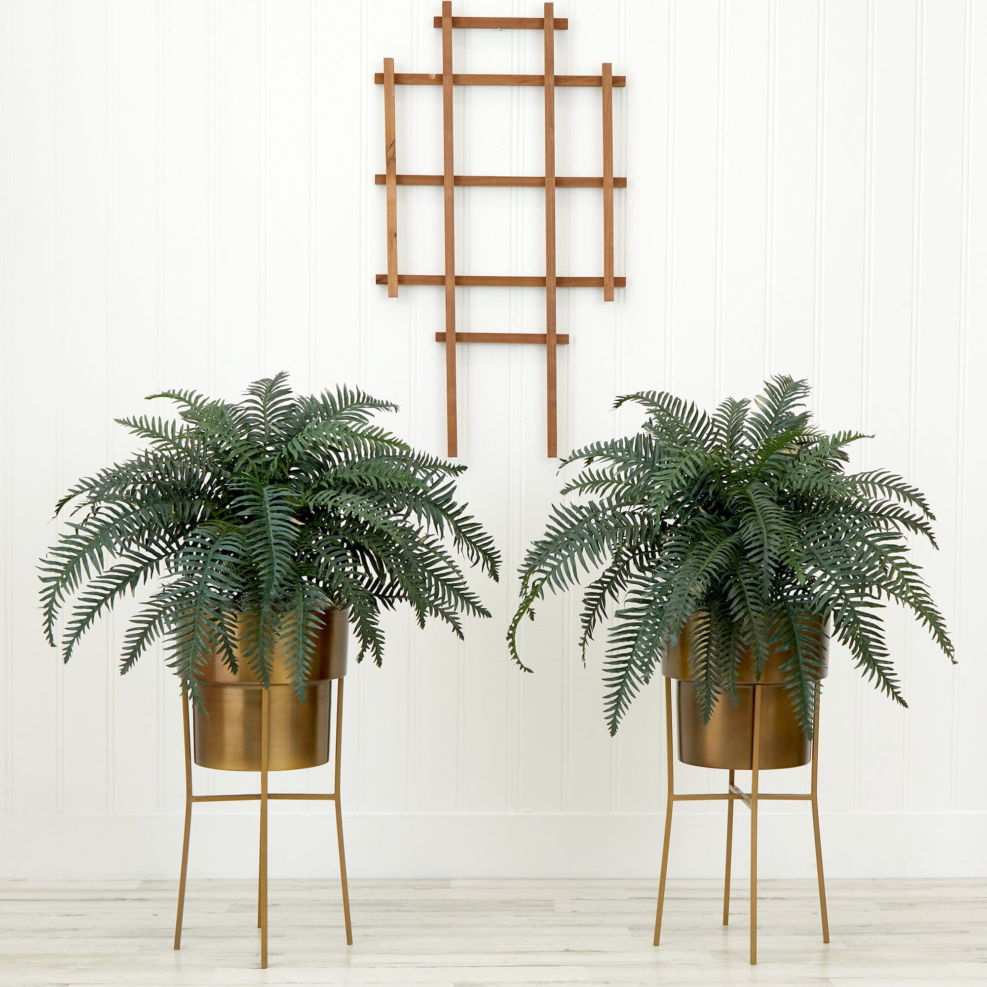 34” Artificial River Fern Plant in Metal Planter with Stand DIY KIT ...