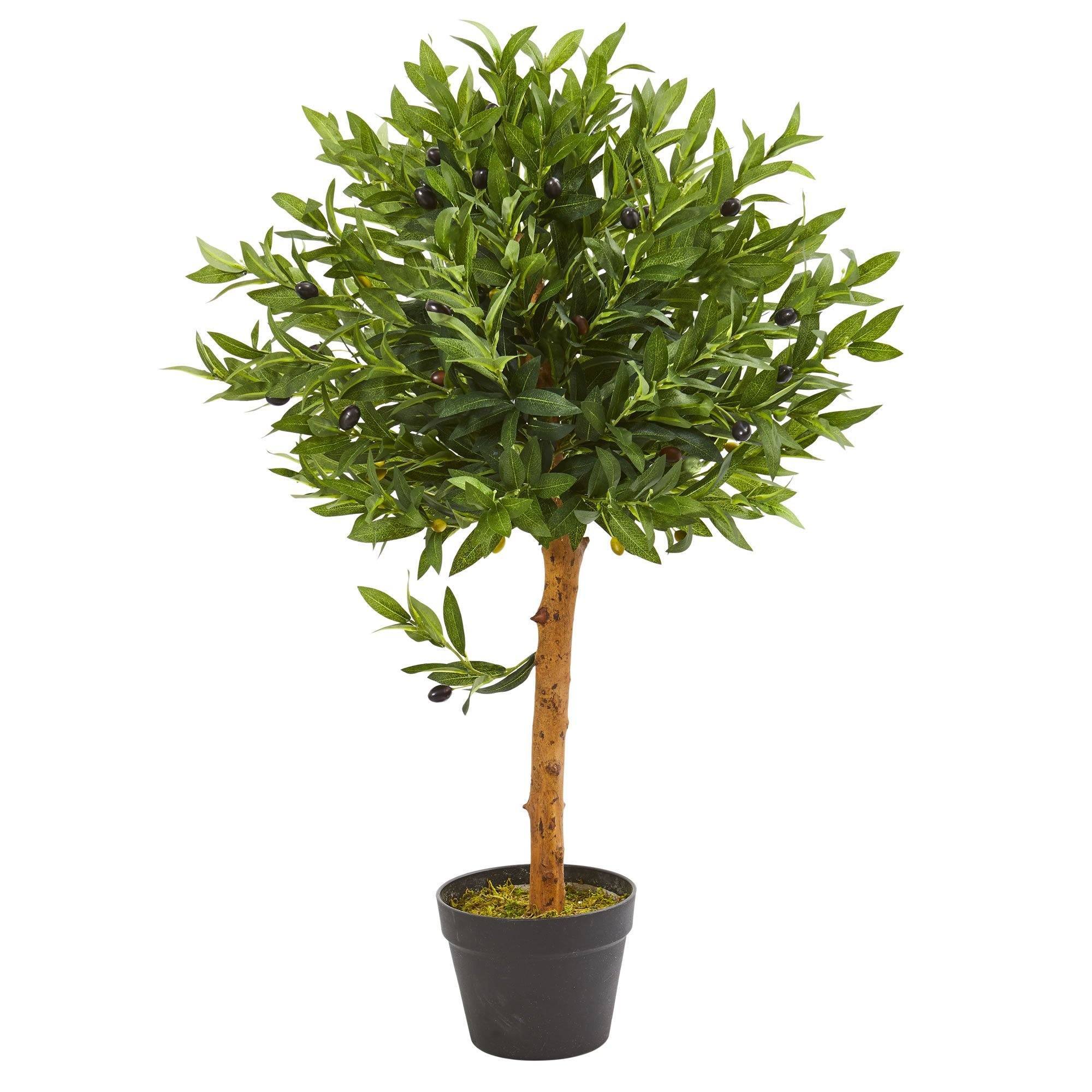 34” Olive Topiary Artificial Tree UV Resistant (Indoor/Outdoor ...