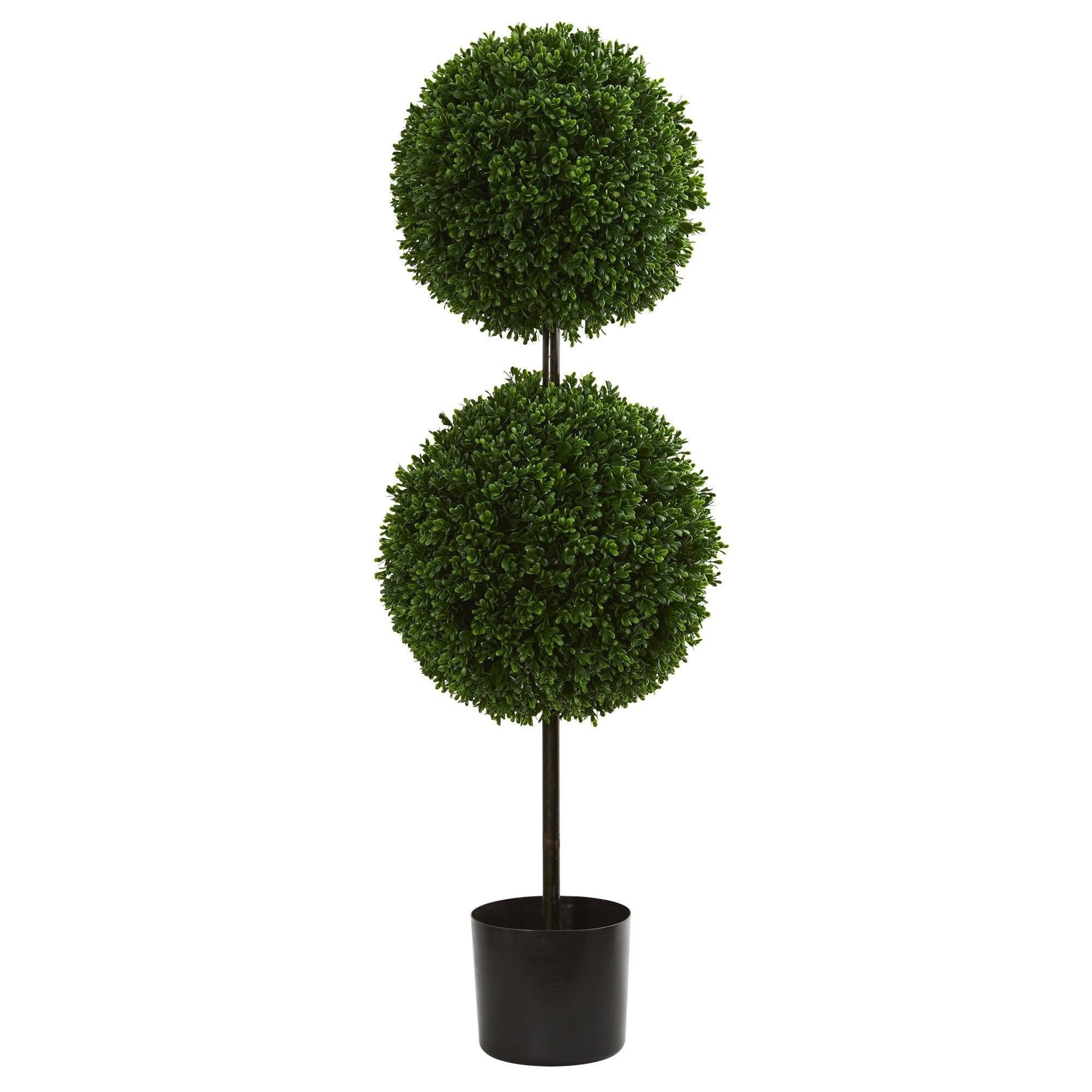 3.5’ Boxwood Double Ball Artificial Topiary Tree UV Resistant (Indoor ...