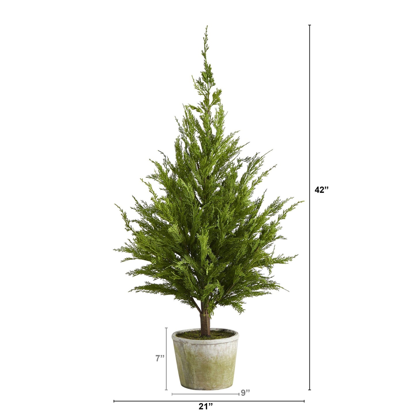 3.5’ Cedar Pine “Natural Look” Artificial Tree in Decorative Planter ...