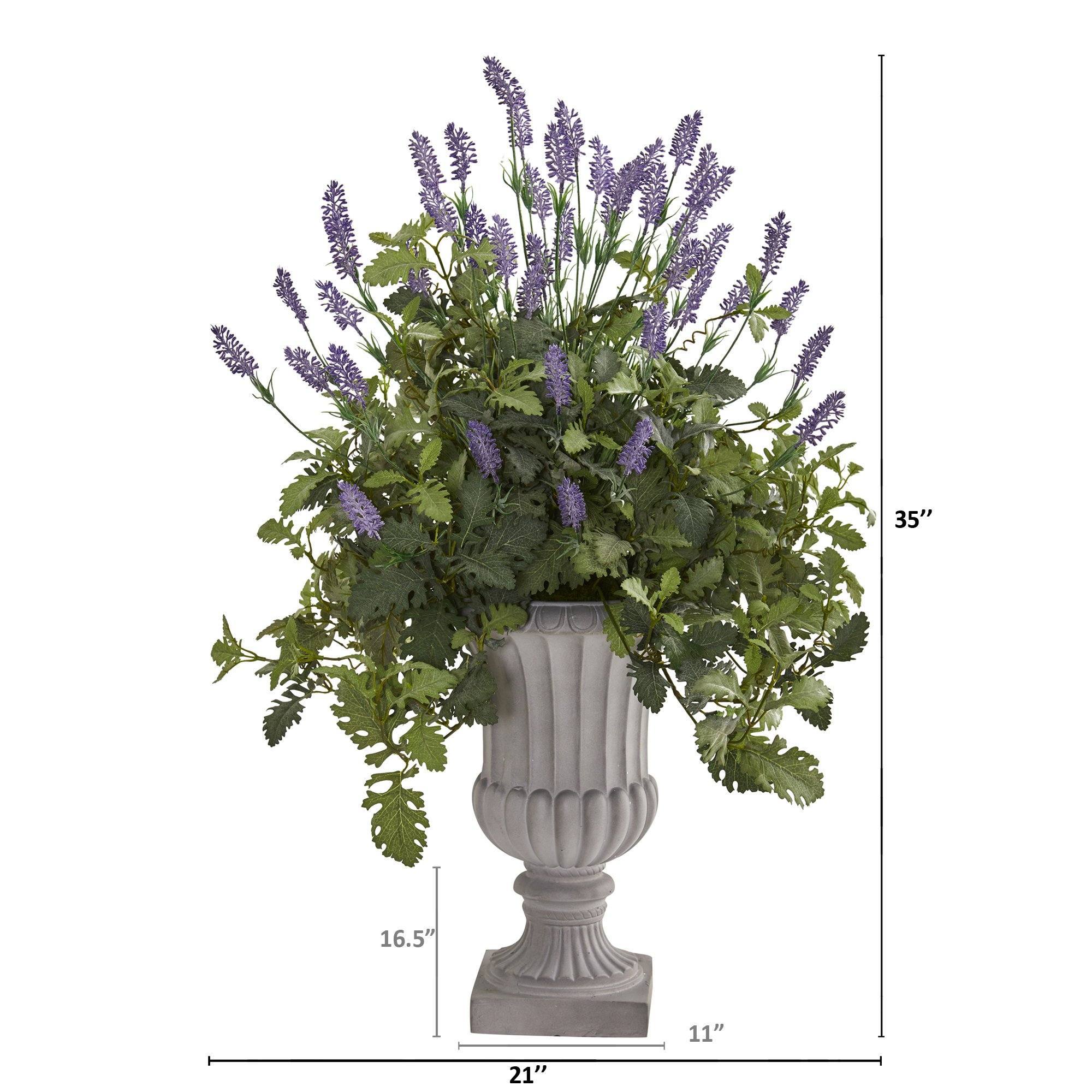 35” Lavender and Dusty Miller Artificial Plant in Urn | Nearly Natural