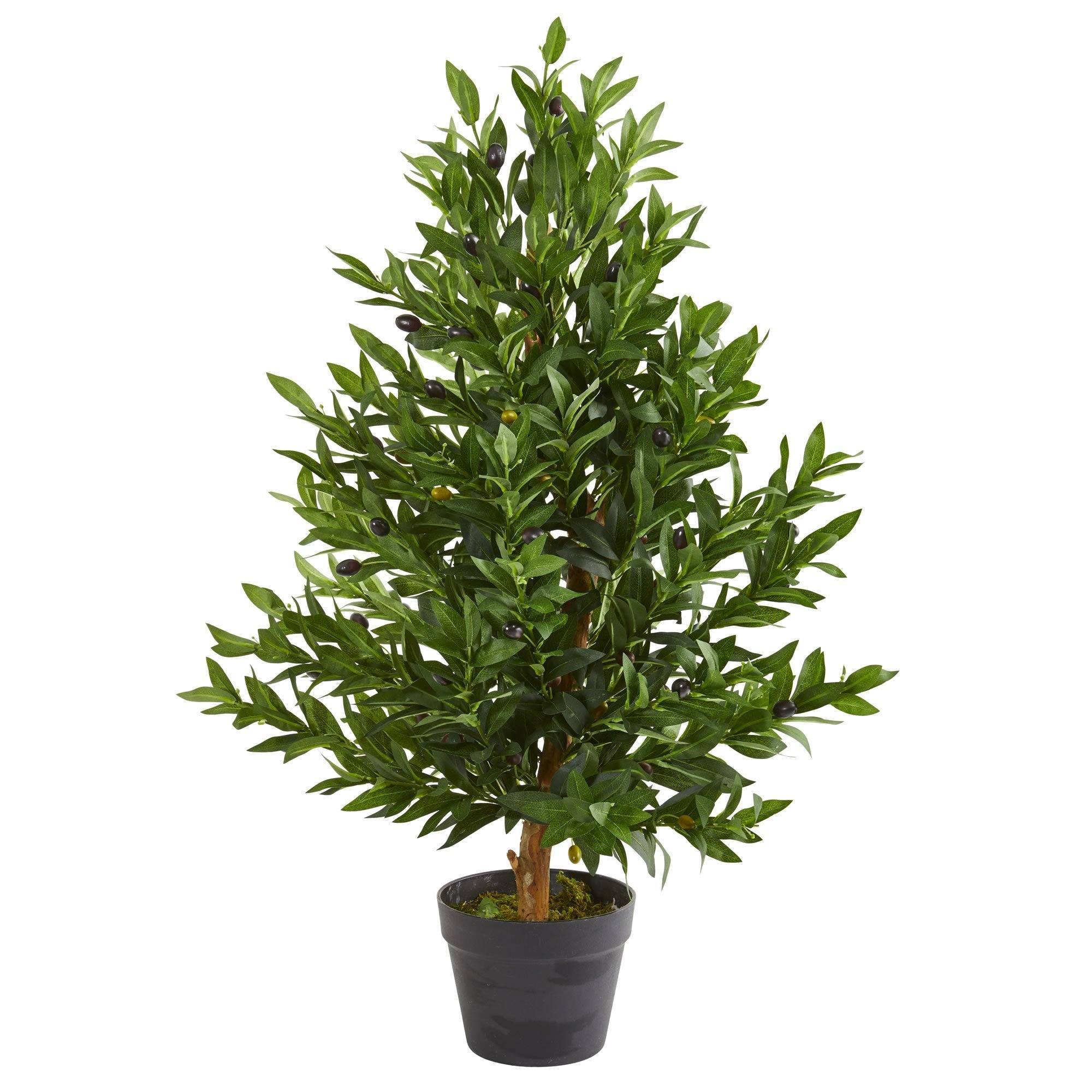 35” Olive Cone Topiary Artificial Tree UV Resistant (Indoor/Outdoor ...