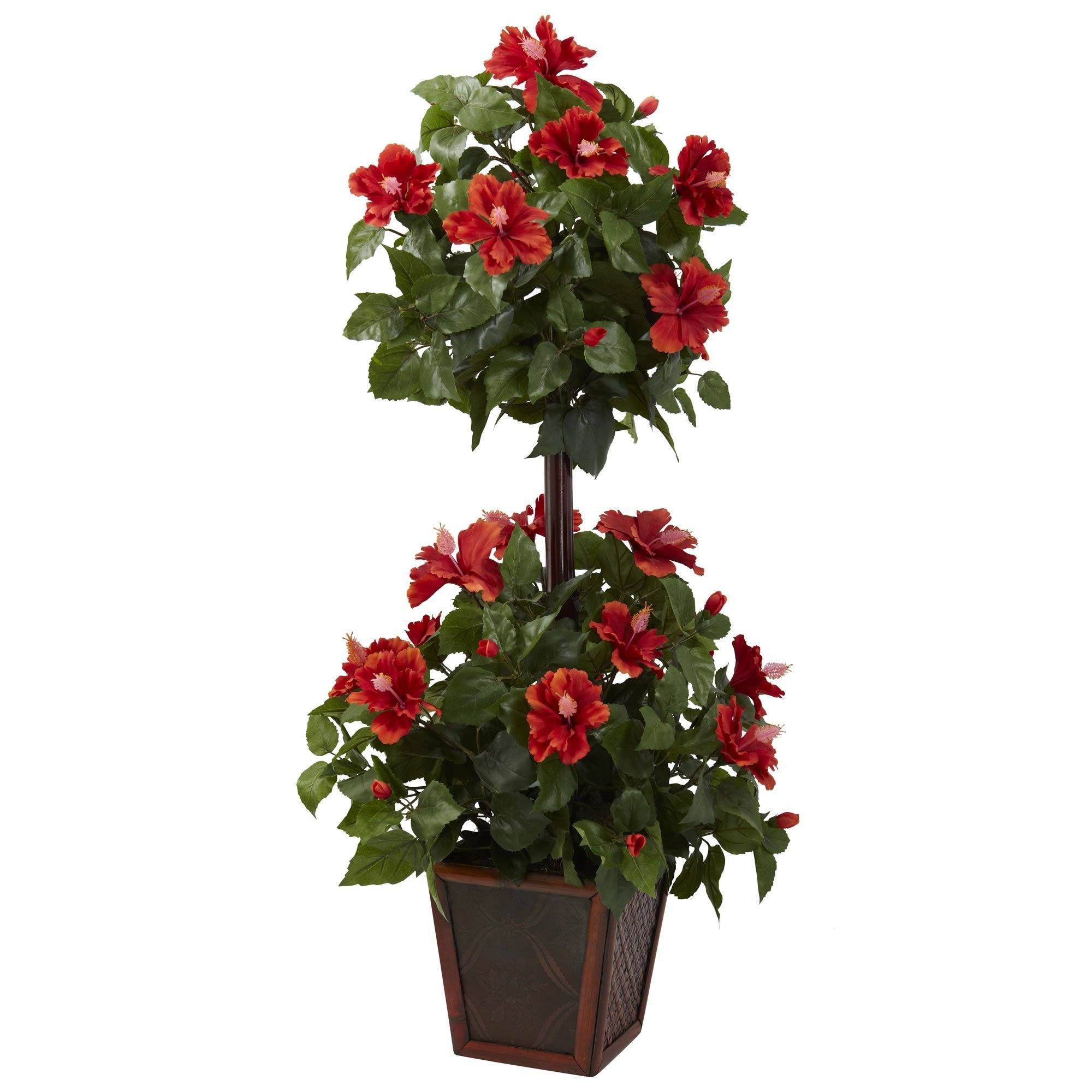 39” Hibiscus Topiary | Nearly Natural