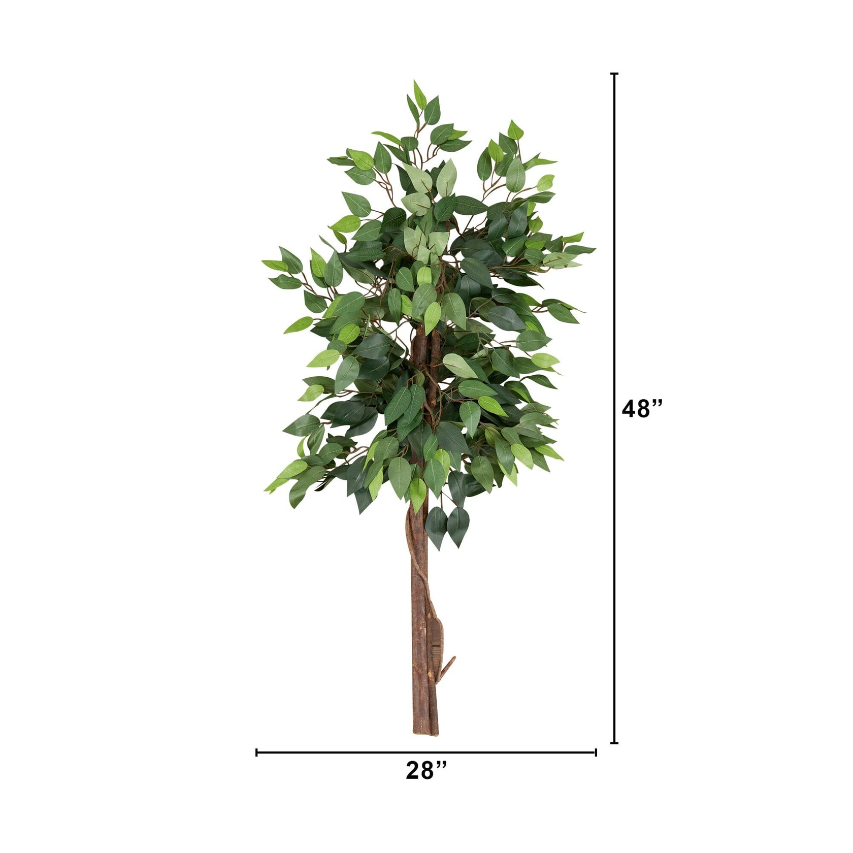 4’ Artificial Double Trunk Ficus Tree without Pot | Nearly Natural