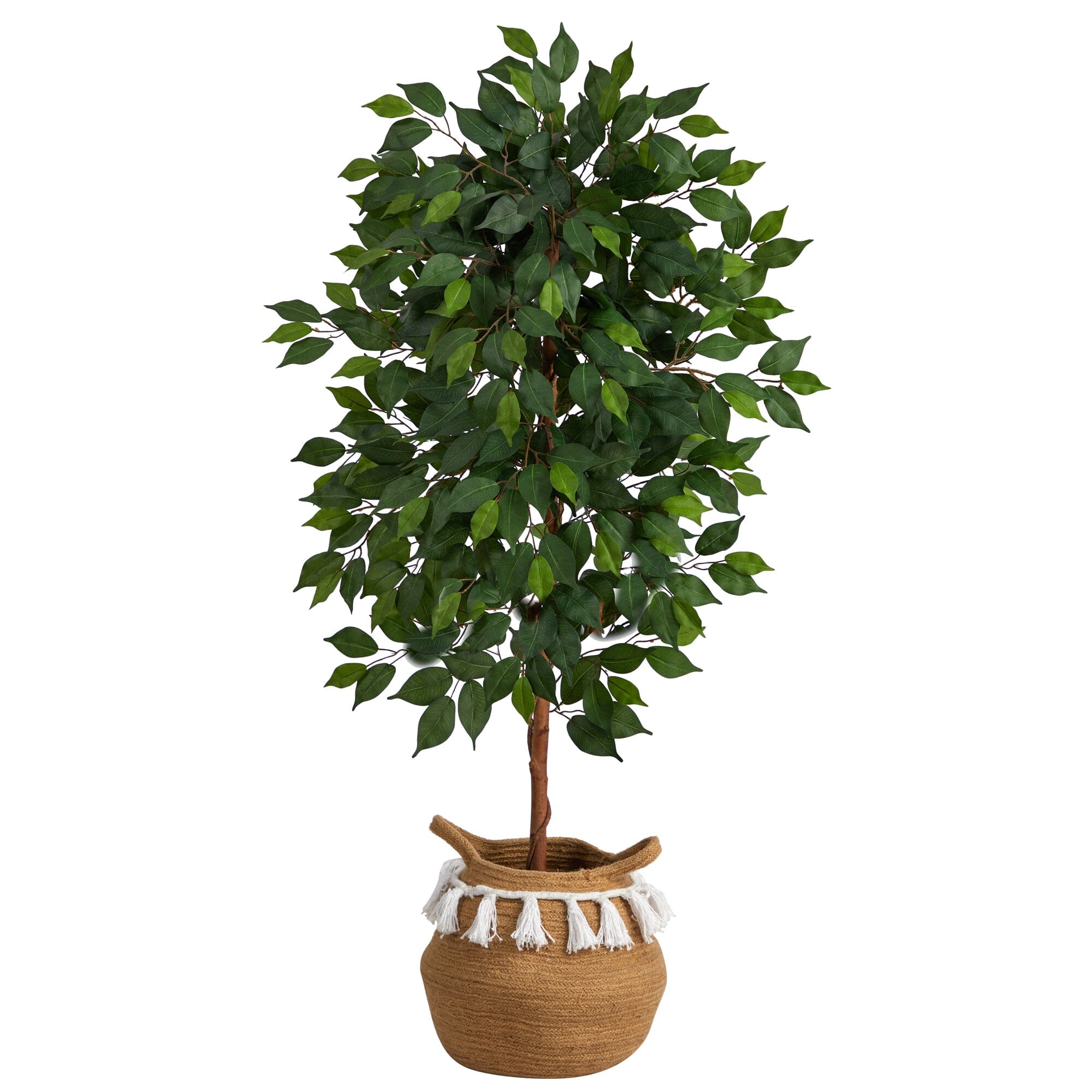 4’ Artificial Ficus Tree with Handmade Jute & Cotton Basket with ...