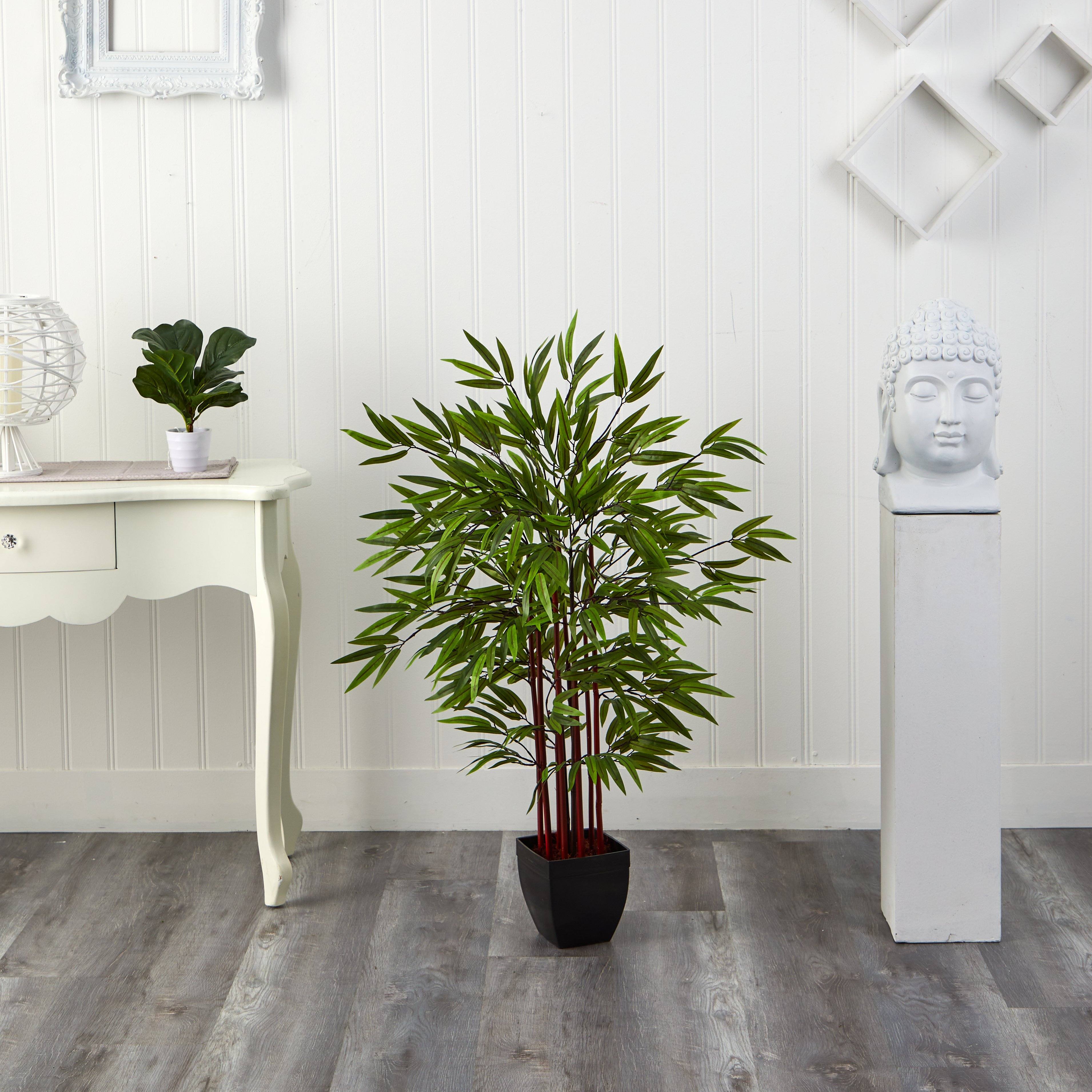 4’ Bamboo Silk Tree w/Planter | Nearly Natural