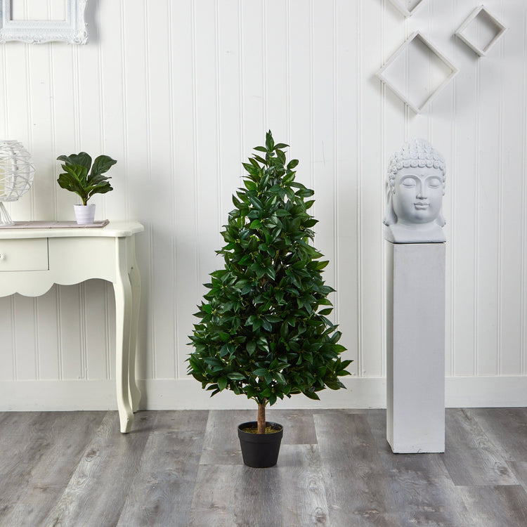 4’ Bay Leaf Artificial Topiary Tree UV Resistant (Indoor/Outdoor ...