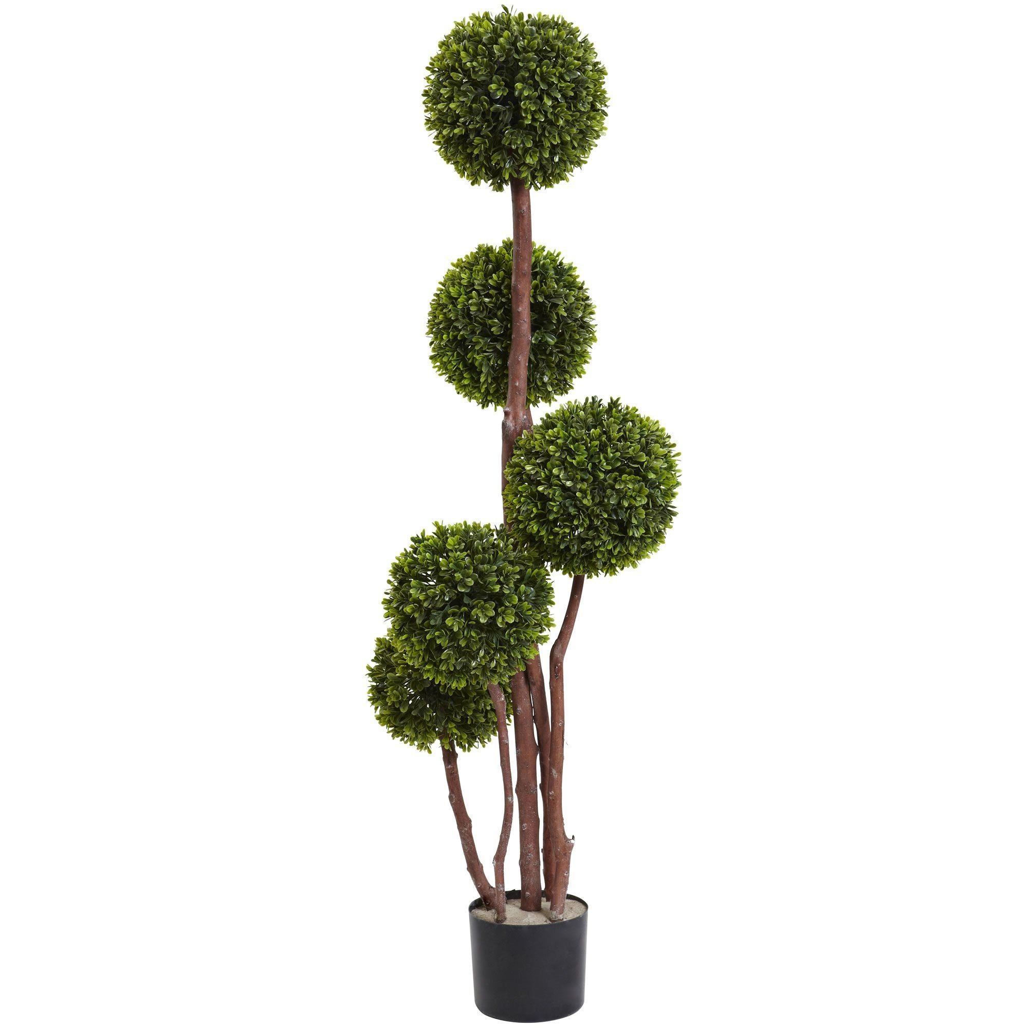 4’ Boxwood Five Ball Topiary UV Resistant (Indoor/Outdoor) | Nearly Natural