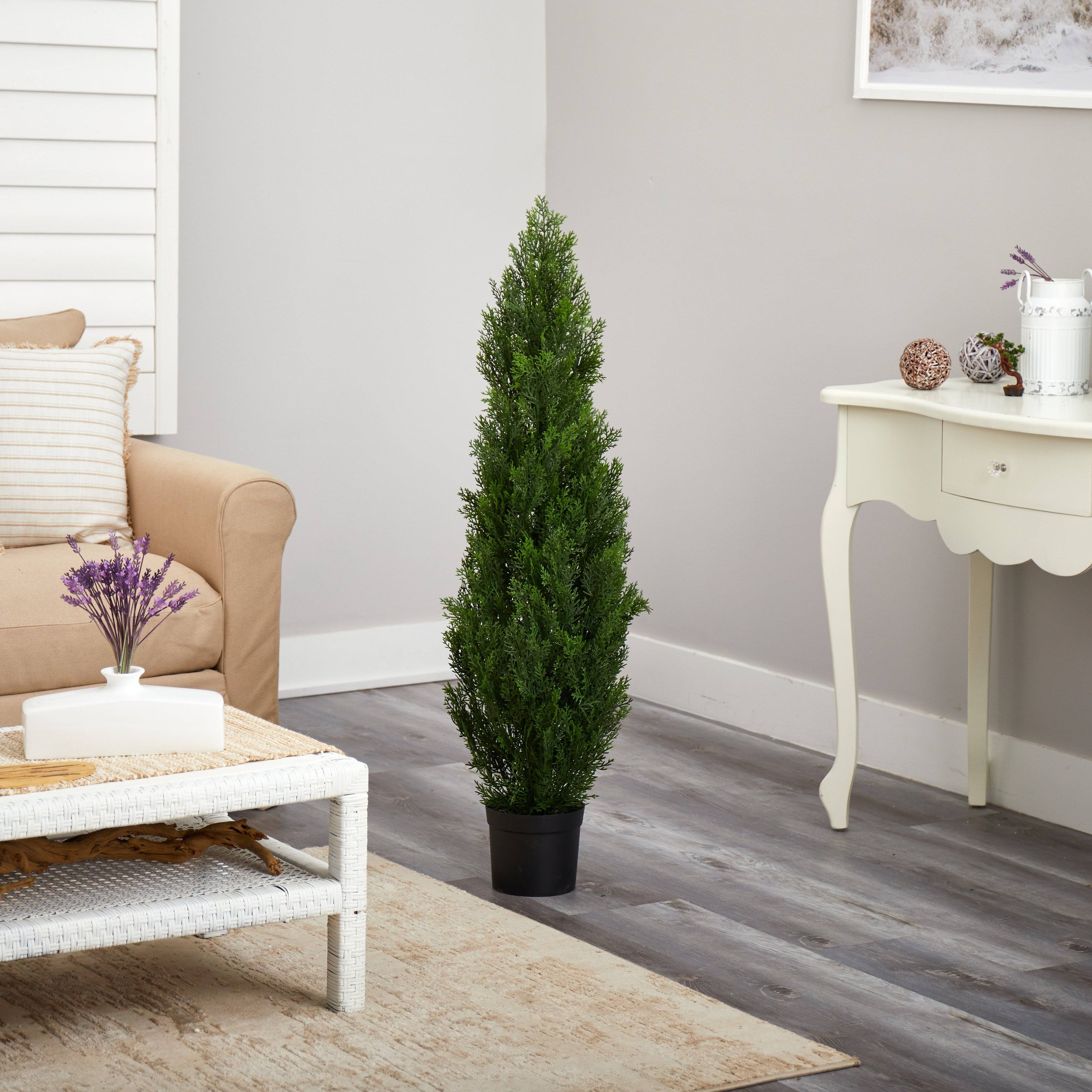 4' Cedar Tree Silk Tree (In-door/Out-door) | Nearly Natural