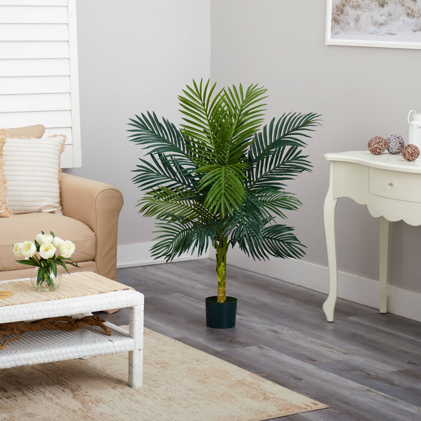 4’ Golden Cane Palm Tree | Nearly Natural