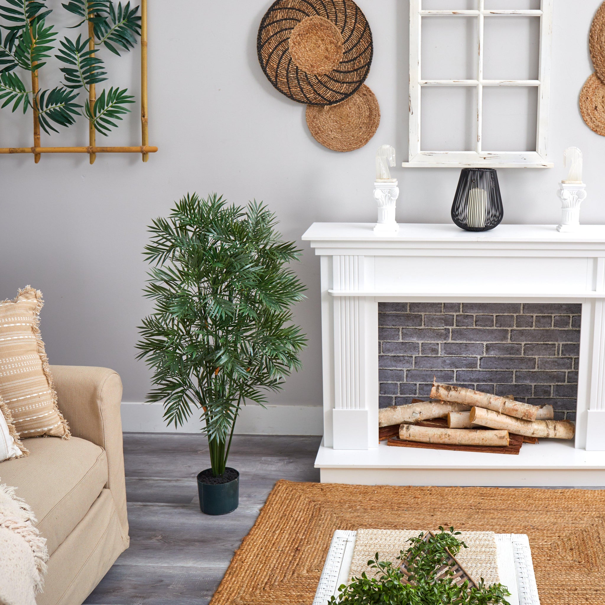 4' Plastic Parlour Palm Tree | Nearly Natural