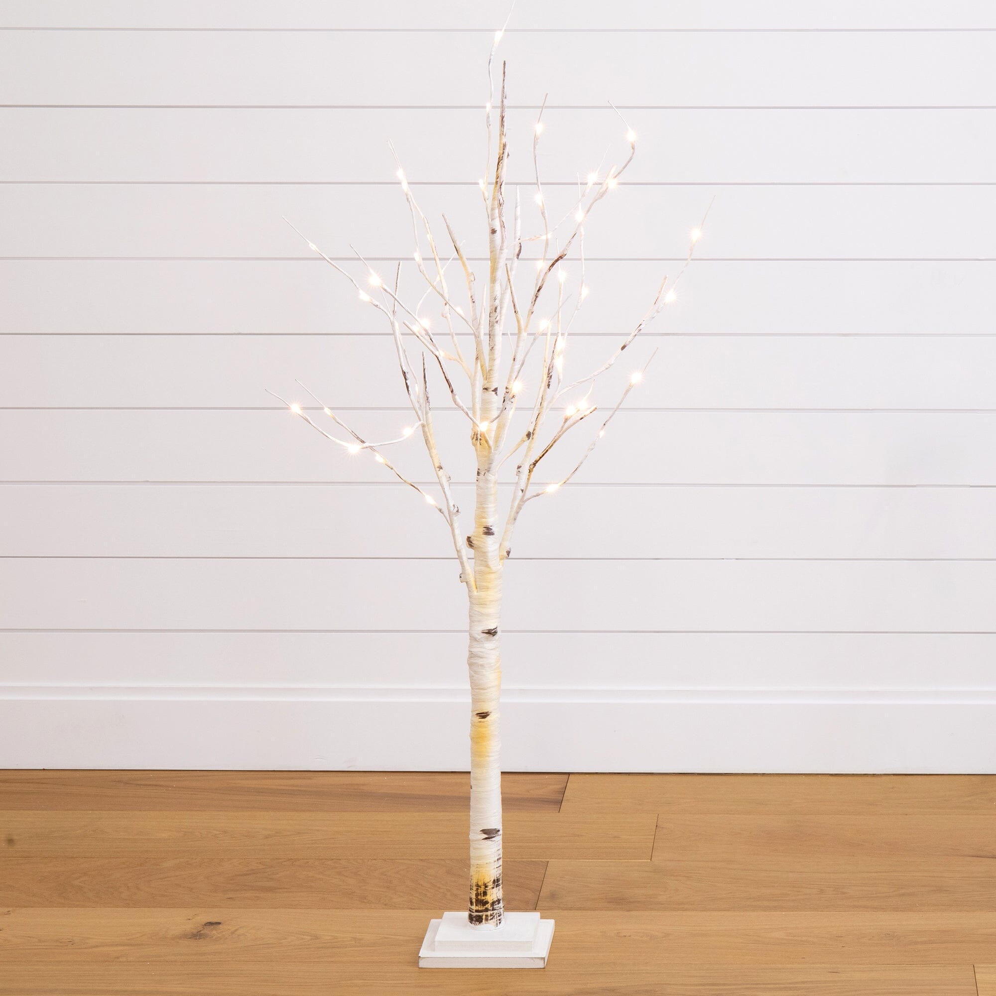 4' Pre-Lit Artificial Birch Tree with 50 Warm White LED Lights | Nearly ...