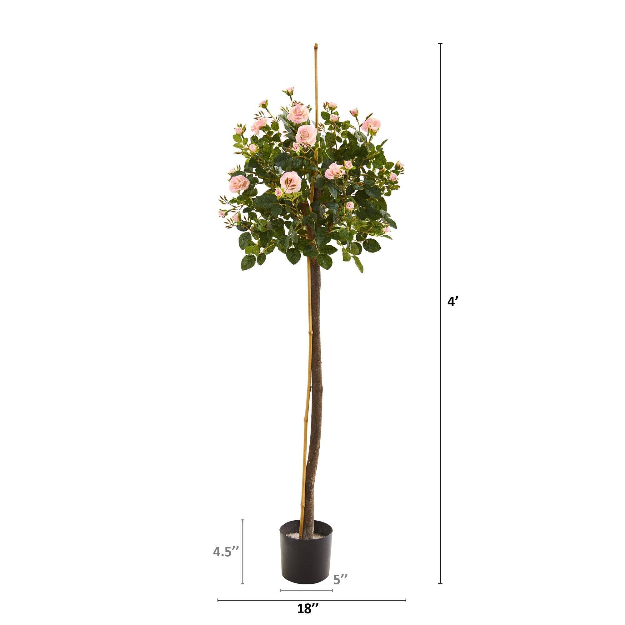 4’ Rose Topiary Artificial Tree | Nearly Natural