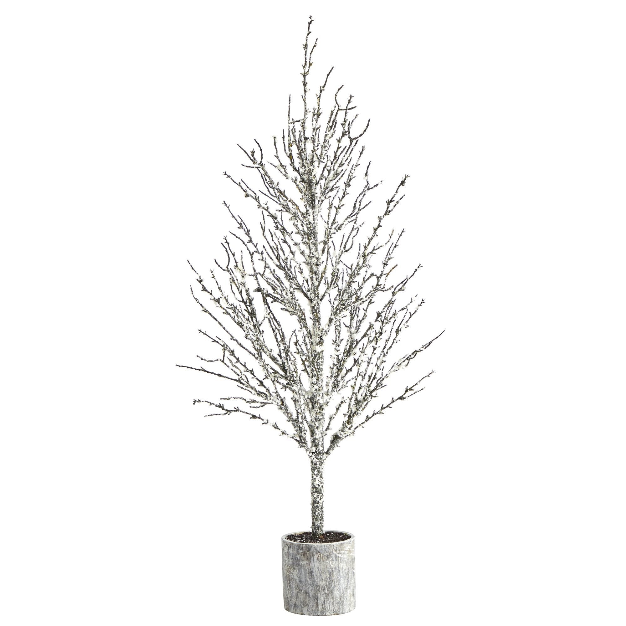 4’ Snowed Twig Artificial Tree in Decorative Planter | Nearly Natural