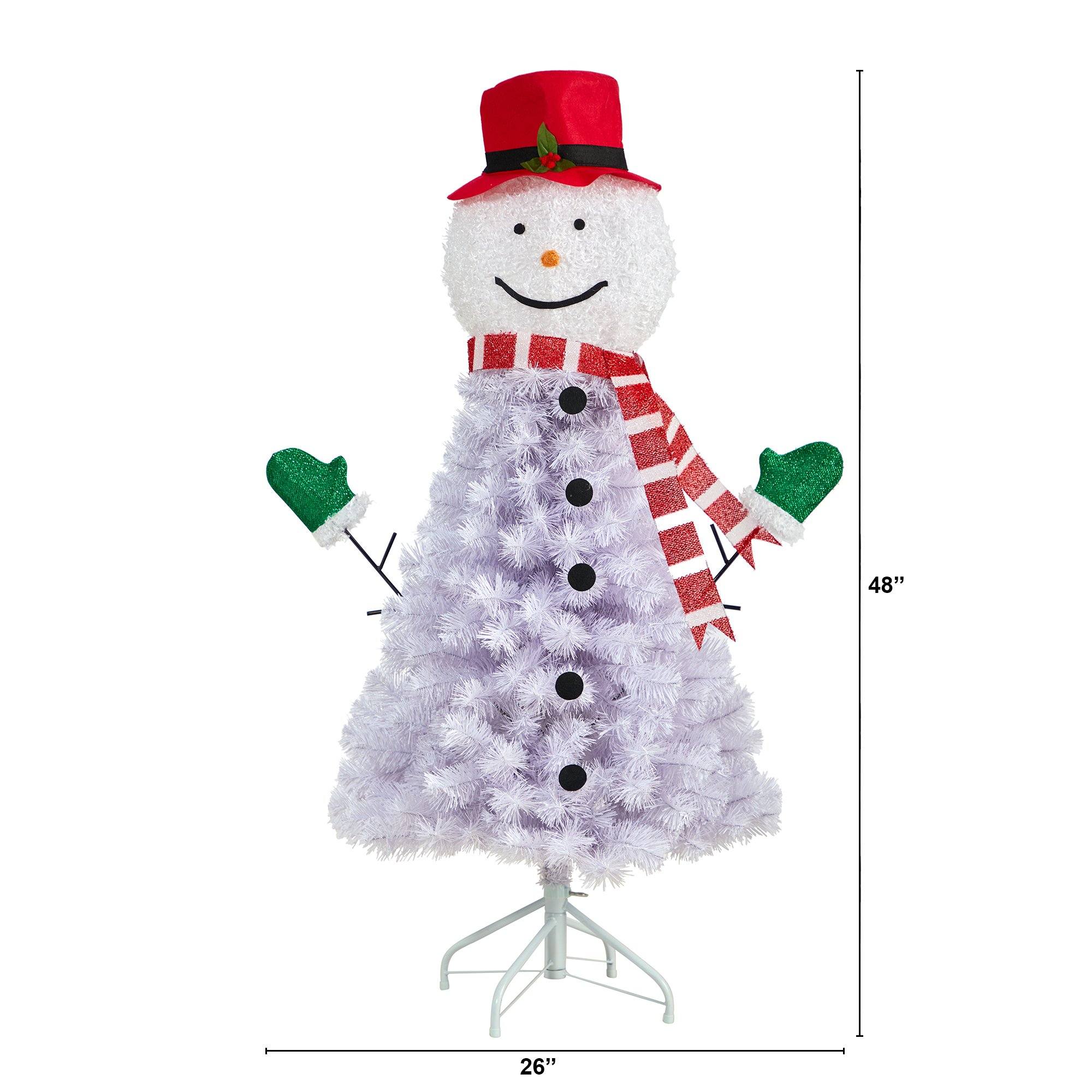 4’ Snowman Artificial Christmas Tree with 234 Bendable Branches ...
