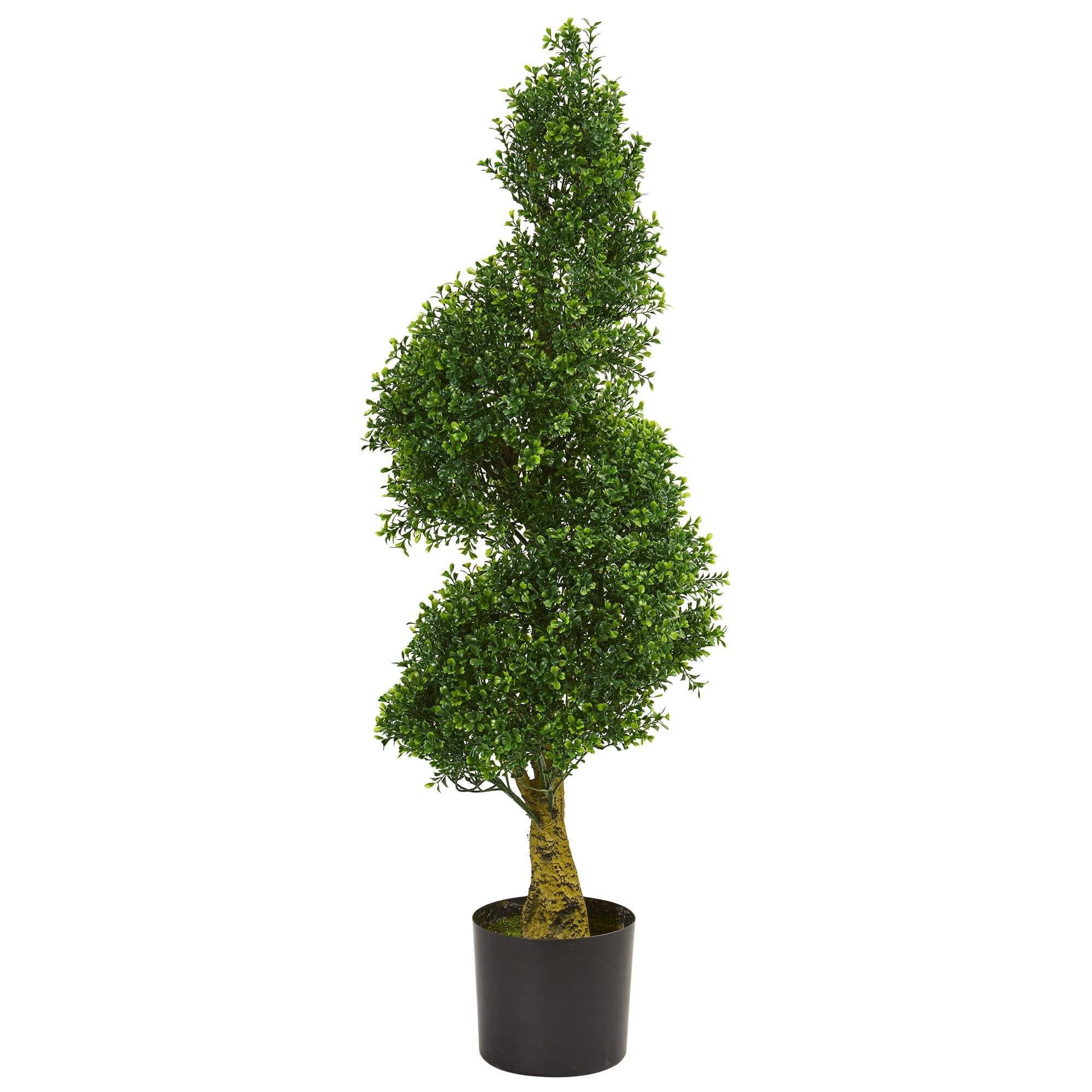 4' Spiral Boxwood Artificial Tree UV Resistant (Indoor/Outdoor ...