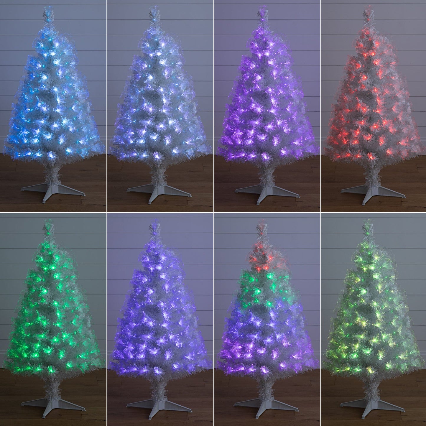 4' White Pre-Lit Fiber Optic Artificial Christmas Tree with 120 ...