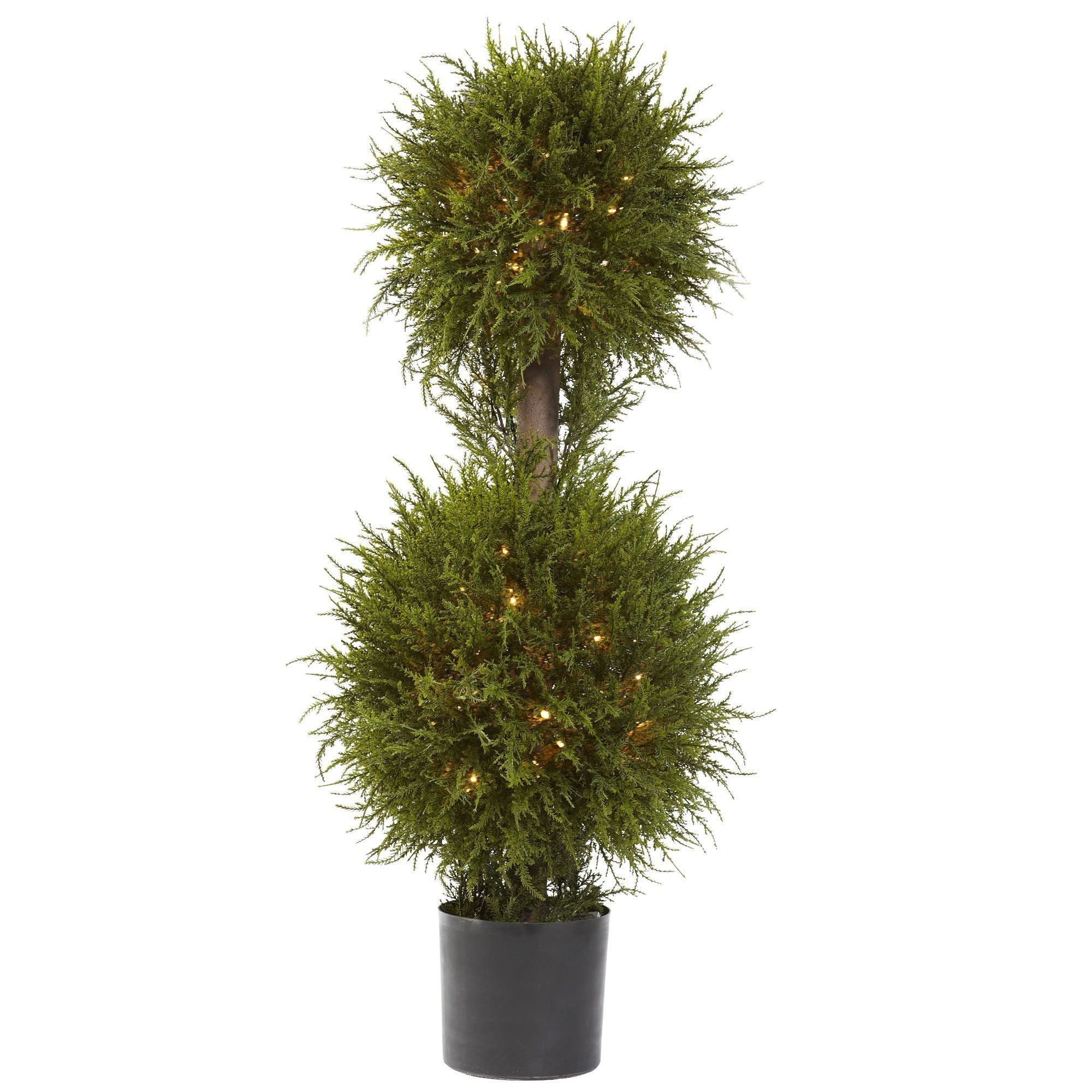 40” Cedar Double Ball Topiary w/Lights | Nearly Natural